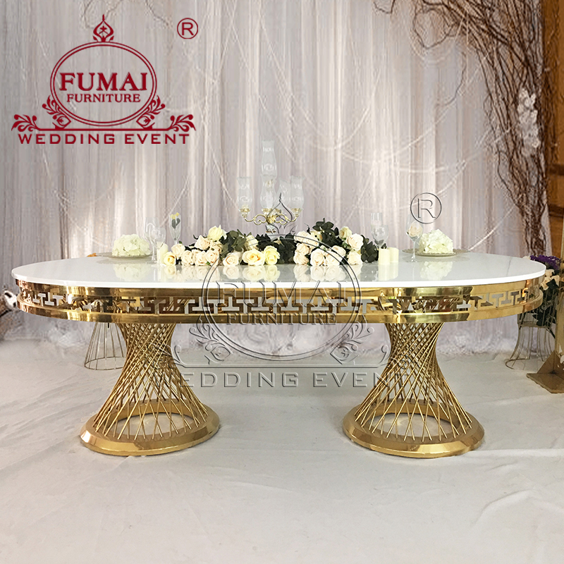 Hotel wedding oval table carved frame design - Fumai