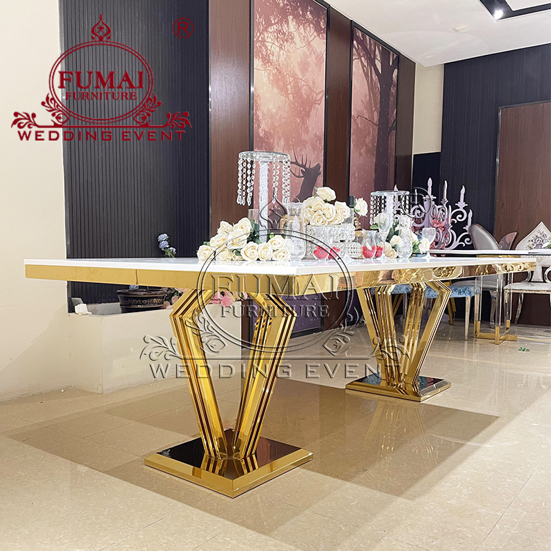 Luxury wedding table golden stainless steel - Fumai