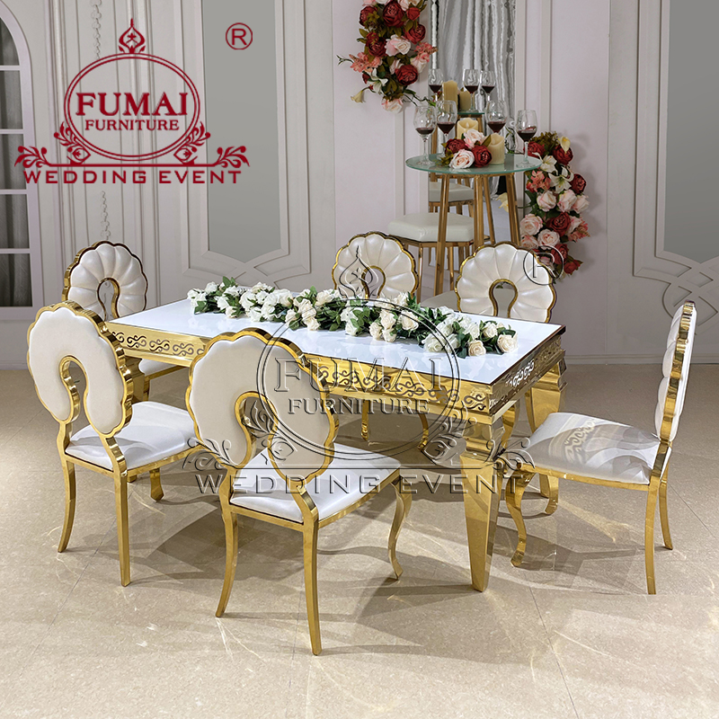 Wedding dinner table carved stainless steel frame - Fumai