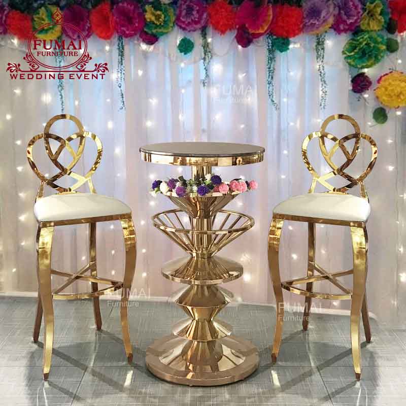 Standing bar table rose gold stainless steel furniture-Fumai