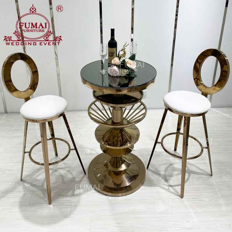 Standing bar table rose gold stainless steel furniture-Fumai