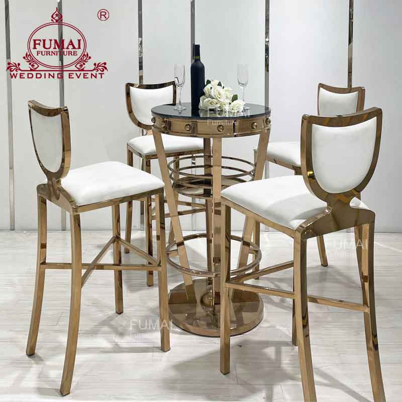 Bar round table rose gold with mirror glass - Fumai