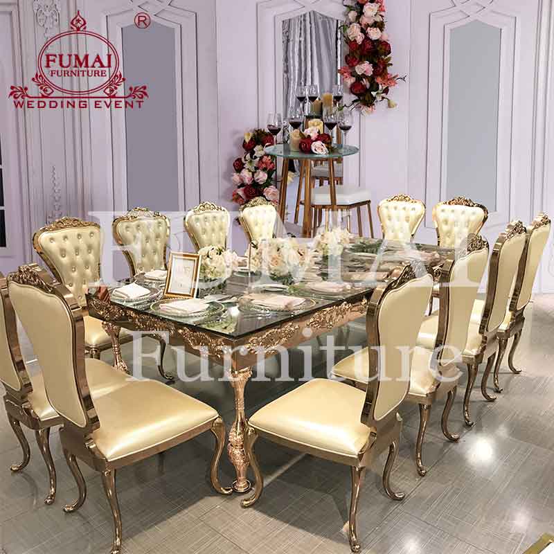 Rose gold event table with mirror glass - Fumai