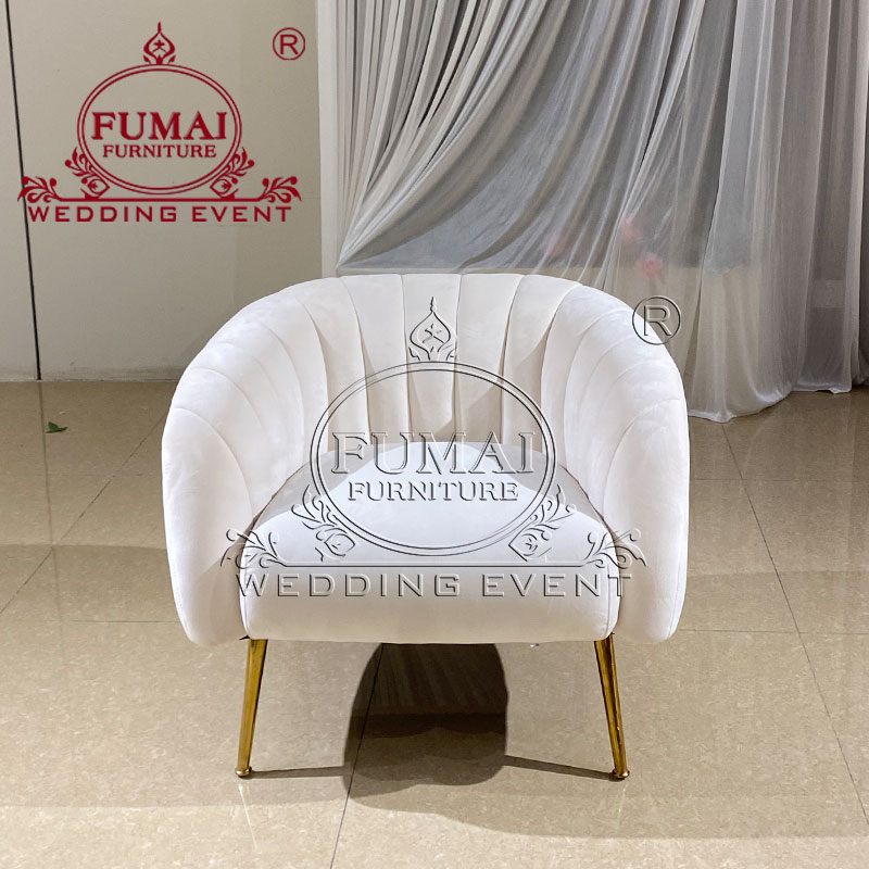 Single person wedding sofa white velvet seat - Fumai