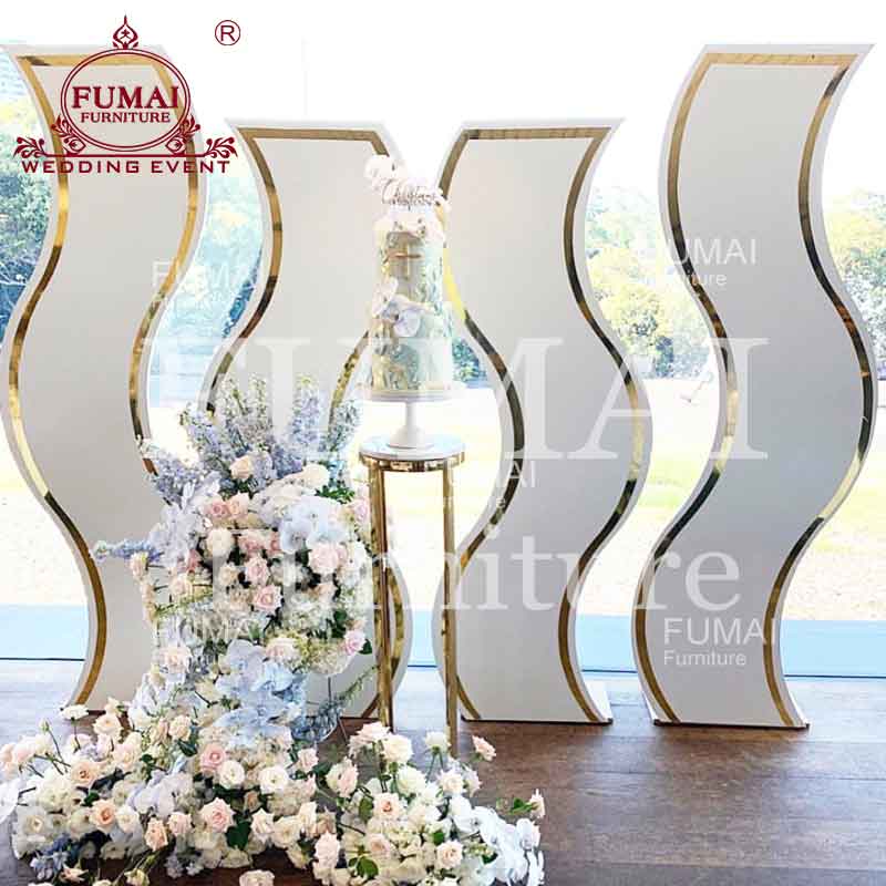 Wedding backdrop hire S shape whiteboard background - Fumai