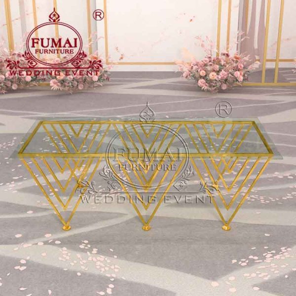 Event wedding glass table golden metal frame - Fumai