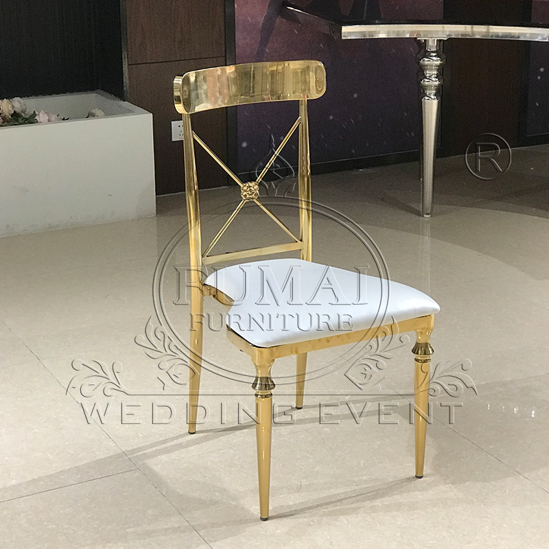 Steel chair stackable seat with cross back design - Fumai