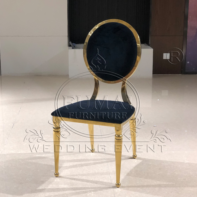 Black velvet party chair round back for sale - Fumai