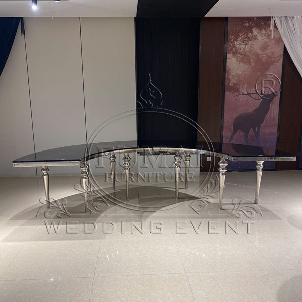 Half Circle Tables Moon Shape with Mirror Glass - Fumai