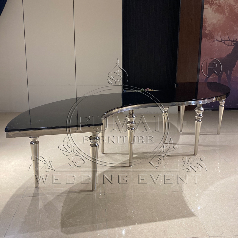 Half circle tables moon shape with mirror glass - Fumai