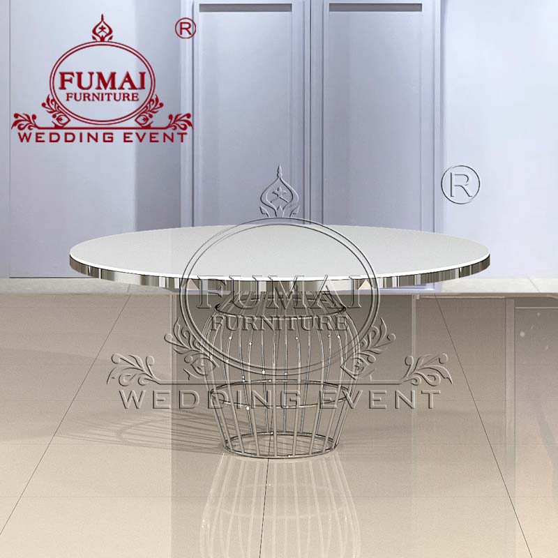 Restaurant Stainless Steel Table In Silver With MDF Top