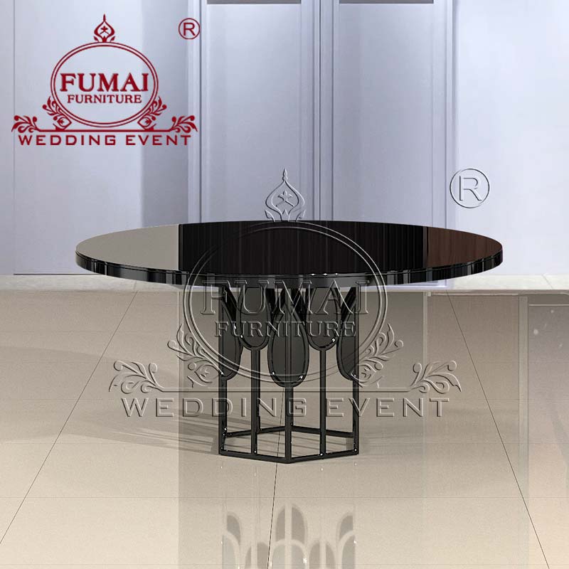Round Banquet Tables Elegant Black Metal Furniture -Fumai
