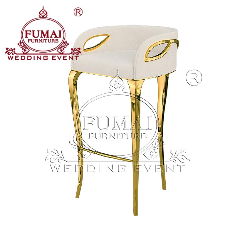 Chandra Bar Stool Gold Frame Three Legs Design - Fumai