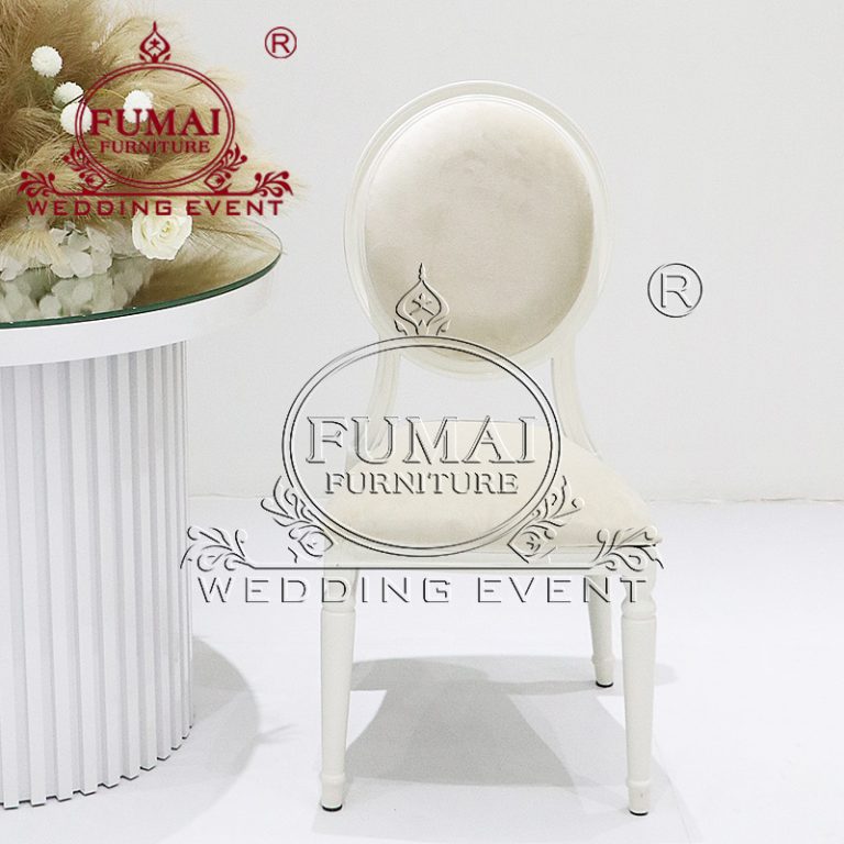White Louis Chair Wedding with Velvet Cushion and Back