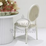 White Louis Chair Wedding with Velvet Cushion and Back